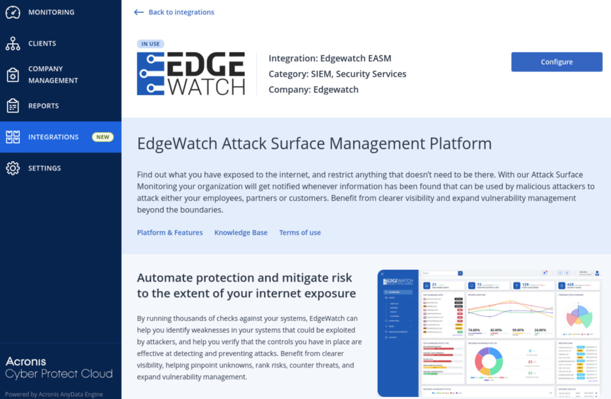 Acronis Integration - Edgewatch