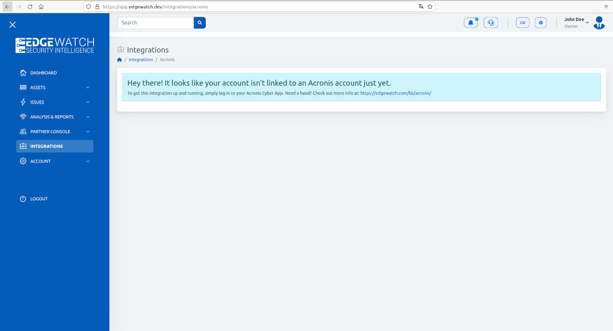 Acronis Integration - Edgewatch